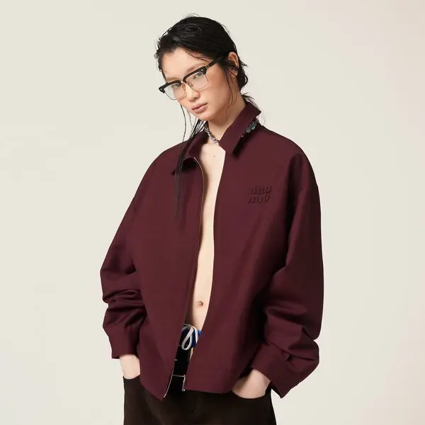 Miu Miu Mohair Blouson Jacket - Amaranth Red/Maize Yellow